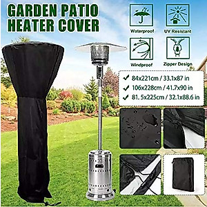 Patio Heater Cover, Standup Round Heater Covers with Zipper & Storage Bag – Waterproof 420D Oxford Fabrics Protector for Outdoor Umbrella Gas Heat Lamp, Backyard Courtyard Porch Garden Accessories