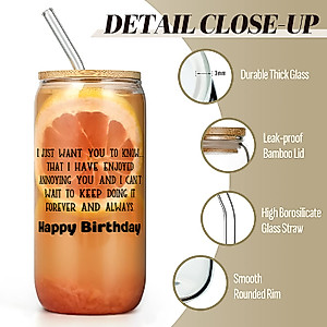 Birthday Gifts for Women Men - Funny Friendship Gift for Best Friend Sister - Happy Birthday Gift for Her Girlfriend Wife Female - Bday Present for Him Boyfriend Husband - 16Oz Cute Coffee Glass Cup