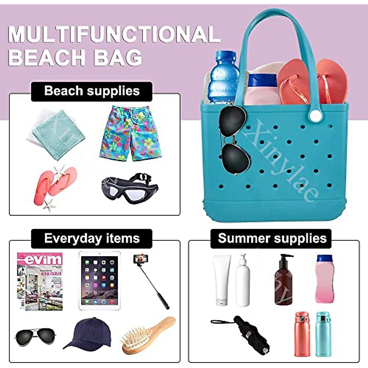 Rubber Beach Bag Waterproof Sandproof Outdoor Travel Tote,For Beach,Sports