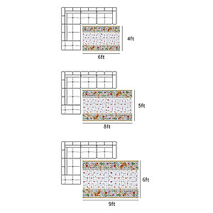 Outdoor Rug Waterproof Mat 4' x 6' for Patio, Summer Fall Ceramic Tile Floral Outside Indoor Non-Slip Front Door Mat RV Camping Carpet Area Rug for Balcony Picnic Beach Deck