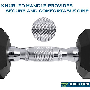 WF Athletic Supply Rubber Coated Hex Dumbbell Set, Multiple Choices Available - Dumbbells with Rack Stand and Mat, or Dumbbells Only (200/550/1200/2100/3000 LB) (d. 5-50LB w/ 2-tier Rack and Mat)