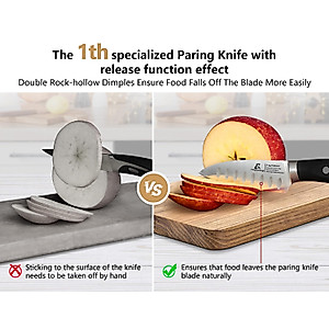 CoquusAid Paring Knife set, 2PCS small kitchen knife for fruit, 3.8 Inch Fruit knife and 2.75 inch Bird Beak peeling knife,Premium Germany Stainless Steel Ergonomic Handle,Elegant Black Ideal for Gift