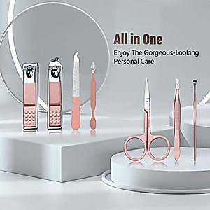 7 in 1 Manicure Set Professional Nail Clippers Manicure Kit Nail Kit Pedicure Kit - Pink