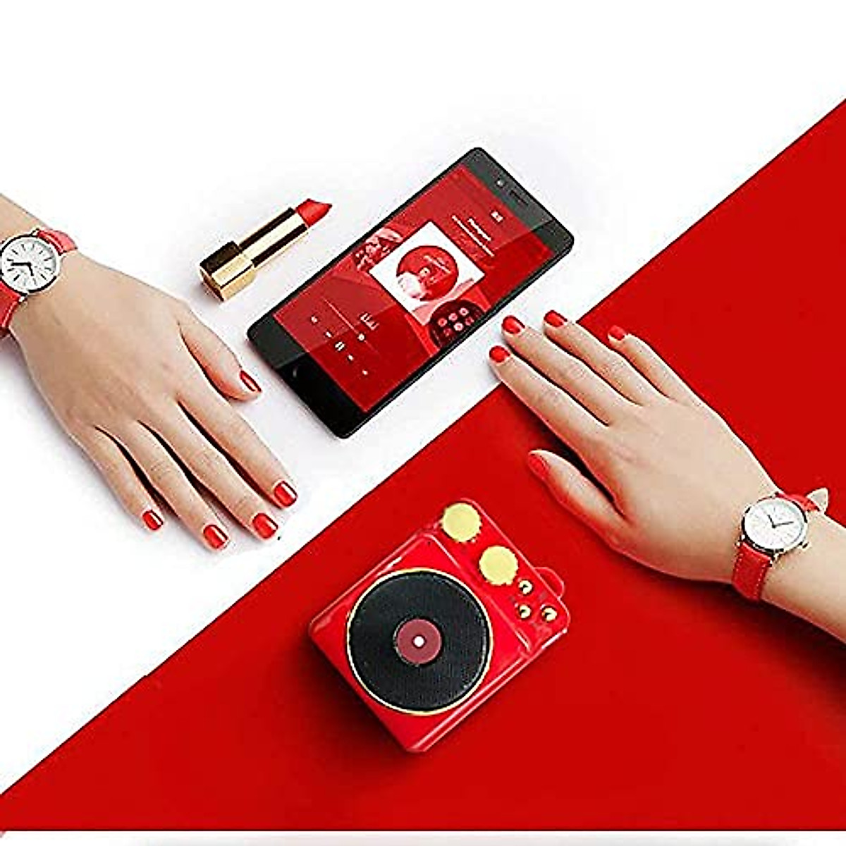 Mini Portable Speaker, Record Players for Vinyl with Bluetooth, Creative Retro Card Atomic Record Player, Pla(Phonograph)