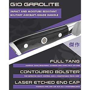 KESSAKU 5-Inch Steak Knife 4 Pack Set - Dynasty Series - Forged ThyssenKrupp German HC Steel - G10 Handle with Blade Guards