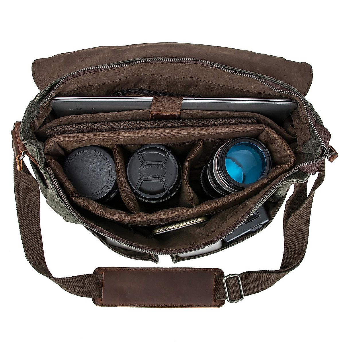 Waterproof Canvas 15" Macbook pro/ 15.6'' Leather Laptop Messenger Bag for Men Business Vintage shoulder bag/Briefcase Crossbody