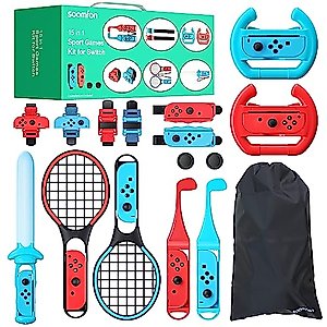 2023 Switch Sports Accessories Bundle - 15 in 1 Family Accessories Kit for Nintendo Switch Sports Games:Tennis Rackets,Sword Grips,Golf Clubs,Storage Bag and More,Christmas,Birthdays, Children's Day Gift Set.