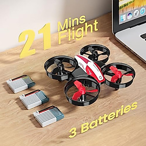 Holy Stone Mini Drone for Kids and Beginners RC Nano Quadcopter Indoor Small Helicopter Plane with Auto Hovering, 3D Flips, Headless Mode and 3 Batteries, Great Gift Toy for Boys and Girls, Red