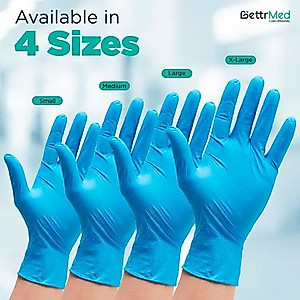 Bettrmed Blue Nitrile Gloves, Disposable Latex Free - Small (Pack of 1000) Medical Surgical Exam Dental - Strong Rubber, Powder Free, with Long Cuffs - Guantes Desechables