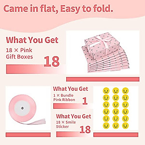 Rempry 12x9x4 Inches Large Gift Box 18 Pack, Pink Polka Dot Gift Box with Lids, Cardboard Gift Boxes for Women Presents, Birthday, Party Favor, Wedding, Christmas, Halloween