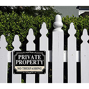 2 Pack No Trespassing Signs Private Property,10x7 Inch Rust Free Aluminum Metal Sign,Reflective,Fade Resistant,UV Protected,Weatherproof Up to 7 Years Indoor/Outdoor Use