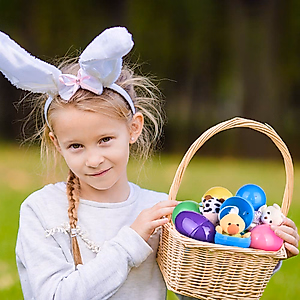 Easter Eggs with Mini Animal Finger Puppets Plush Toys, Kids Easter Basket Stuffers Party Favor School Classroom Rewards, Easter Egg Hunt Filler 12 Pack