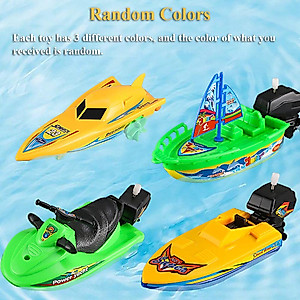 NEXTAKE Wind-up Boat Bathtub Toy Set, Funny Windup Speed Boat Bathtub Toy Jet Ski Clockwork Sailboat Water Toy Motorboat Tub Toy for Kids (Motorboat+Sailboat+Speed Boat)