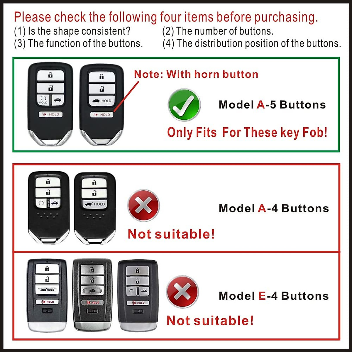 KOLALIR Key Fob Cover with Keychain Soft TPU 360° Degree Full Protection Compatible with Honda Accord Civic CRV HRV CRZ Pilot Ridgeline Odyssey Passport Fit Crosstour.(Model A-5 Buttons, Grey)