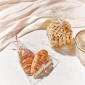 200 PCS Transparent Clear Cellophane Bags 6x9 Inches, Clear Treat Bags with Ties for Cookie Bags Resealable Cellophane Bag for Packaging Cookies,Gifts,Products,Candy,Favors