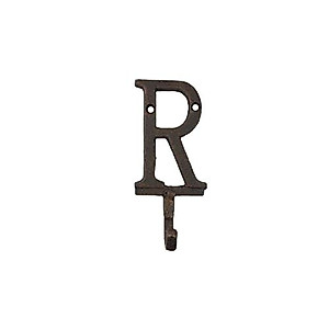 Handcrafted Nautical Decor Rustic Copper Cast Iron Letter R Alphabet Wall Hook 6"