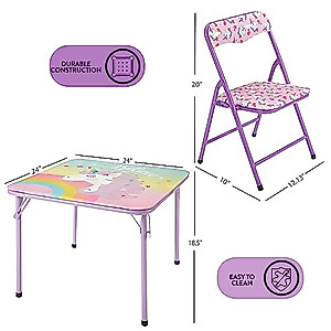 Heritage Kids 3 Piece Table and Chair Set, Purple Unicorn