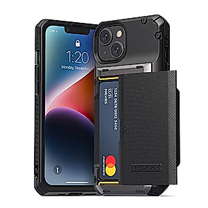 VRS Design Damda Glide Pro Phone Case for iPhone 14, Sturdy Semi Auto Wallet [4 Cards] Case Compatible for iPhone 14 (2022) (Groove Black)