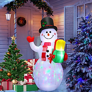 Christmas Inflatables Snowman Outdoor Yard Decorations, 5 FT Christmas Blow up Snowman with Black Top Hat, Built-in LED Lights for Xmas Home Garden Family Prop Lawn Holiday Party Indoor Decor