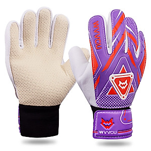 WVVOU Goalkeeper Gloves for Kids Youth, Soccer Goalie Gloves with Double Protection, Anti-Slip Soccer Gloves, Super Grip