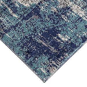 LUXE WEAVERS Rug 7680 Abstract Modern Area Rug, Stain Resistant, Machine-Made, Dark Blue, Light Blue / 8' x 10'