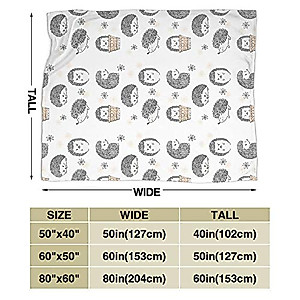 YISHOW Hedgehogs Seamless Pattern Fleece Couch Blanket,Plush Warm Flannel Throws Blankets for Youth Adult 60"X50"