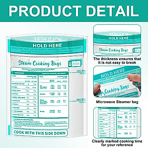 Resurhang 100 Pack Zipper Microwave Steam Bags Reusable Steam Cooking Bags for Vegetables Potatoes and Meat