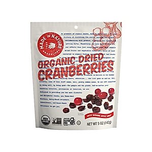 Made in Nature Organic Dried Fruit, Cranberries, 5oz Bags (6 Count) – Vegan, Non-GMO, Unsulfured