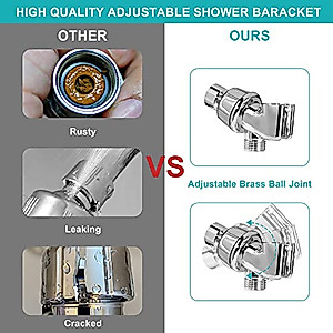 Goldenhome 12 Spray Setting Handheld Shower Head with ON/Off Pause Switch, 4.8" Showerhead with 6ft Stainless Steel Hose and Adjustable Angle Bracket, Chrome