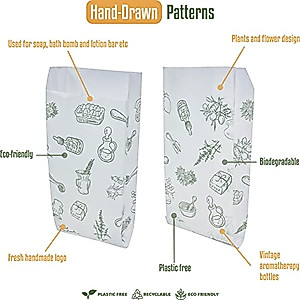 Soap Packaging 50 Packs Paper Bags for Soap Making, Lotion bar, Bath bomb, Lipstick, essential oil, Gift, Crafts, Party Favor, Aromatherapy Product Merchandise, Wedding Gift Bags（7.3"x3.5"x1.6")