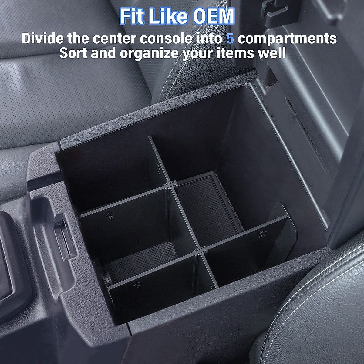 JKCOVER Center Console Dividers Organizer Compatible with Toyota Tacoma 2016-2021 2022 2023 Accessories,Insert Box ABS Secondary Storage