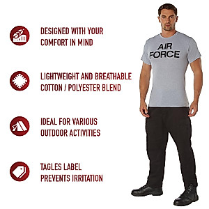 Rothco Mens Physical Training PT Workout T-Shirt, AIR Force - Grey - L
