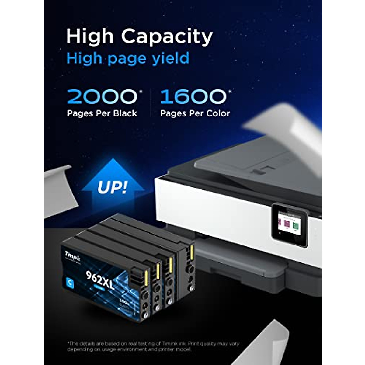 【4-Pack Larger Capacity】 962XL Compatible Ink Cartridge Replacement for HP 962 962XL Ink Cartridges Combo Pack for Work with HP OfficeJet Pro 9015 9025 9010 9018 9020 9012 Printer (BCMY-4 Pack)