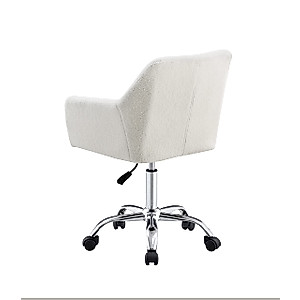 Henf White Vanity Chair Desk Chair Small Home Office Makeup Adjustable Swivel Chair Cute Chair Shell Shaped with Metal Legs for Bedroom Makeup Living Room