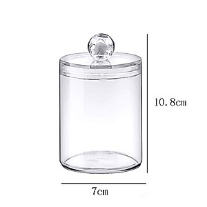 1 Piece Makeup Organizer Round Clear Acrylic Makeup Organizer Cotton Swab Jar Cotton Swab Ball Pad Holder Dispenser Makeup Cosmetic Storage Organizer Box, Transparent