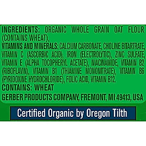 Gerber Baby Cereal Organic 1st Foods, Grain & Grow, Oatmeal, 8 Ounces (Pack of 6)