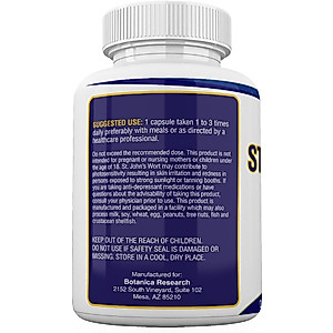 St John's Wort Extract Supplement: 500mg Vitamin Herb for Mood, Serotonin and Dopamine. Manages Stress, Sadness, Seasonal Mild Depression. 100 Saint John Wort Capsule Pills…