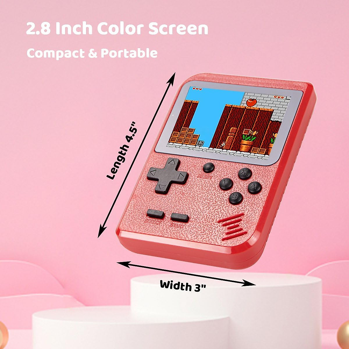 Kids Mini Handheld Games Console Built-in 400 Classic 8 Bit Retro NES Games, 2.8 Inch Screen, Rechargeable Battery, TV Video Output, Birthday Present for Boys Girls Adult