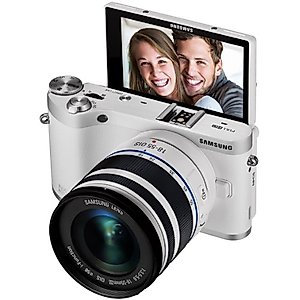 Samsung NX300M 20.3MP CMOS Smart WiFi & NFC Mirrorless Digital Camera with 18-55mm Lens and 3.3" AMOLED Touch Screen (White)