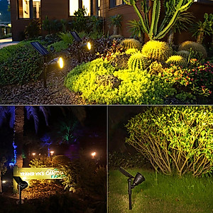 JSOT 600 Lumen Bright Solar Lights Outdoor Waterproof,Solar Powered Landscape Spotlights Solar Walkway Lighting for Backyard Garden Pathway Driveway Path Wall Patio Decor Warm White 4 Pack