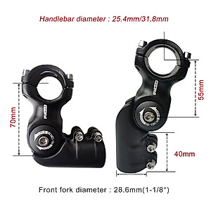 UPANBIKE Adjustable Bike Stem Riser Adapter 120 Degree 31.8mm*55mm Adjustale Angle Bicycle Stem Extender for Mountain Bike Road Bicycle MTB BMX