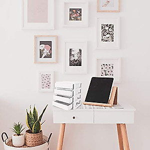 Cabilock Desktop Storage Drawer 4 Tier Desk Organizer Multi Functional Personal Organizer Mini Sliding Drawers Heavy Duty Plastic Containers for Storing Jewelry Makeup Arts Craft Stationery White