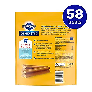 PEDIGREE DENTASTIX Toy/Small Dog Dental Treats Original Flavor Dental Bones, 13.97 oz. Pack (58 Treats)