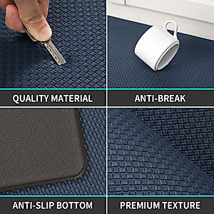 DEXI Kitchen Mat Cushioned Anti Fatigue Comfort Mat, Non Slip Kitchen Rug Set Memory Foam Kitchen Mats Set for Floor, Waterproof Kitchen Runner Rugs for Sink, 17"x47"+17"x70", Navy