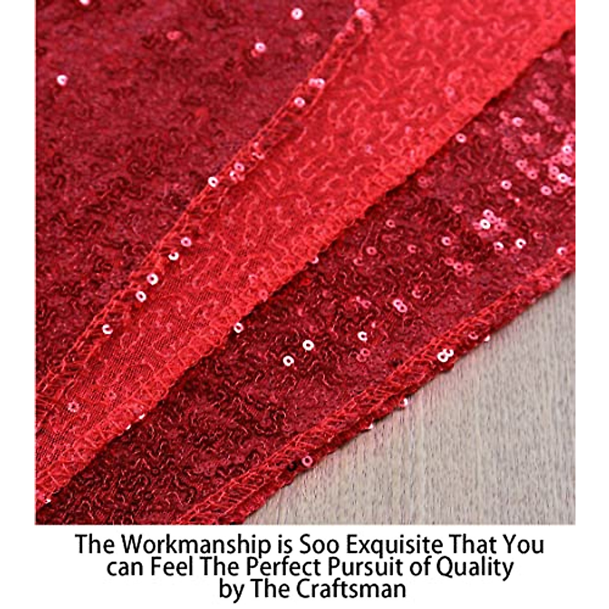 Sequin Fabric by The Yard 2 Yard Sparkly Fabric Mesh Sequins Fabric for Sewing Dress and Making Wedding Party Tablecloth Table Runner Decorations (2 Yard, Red)