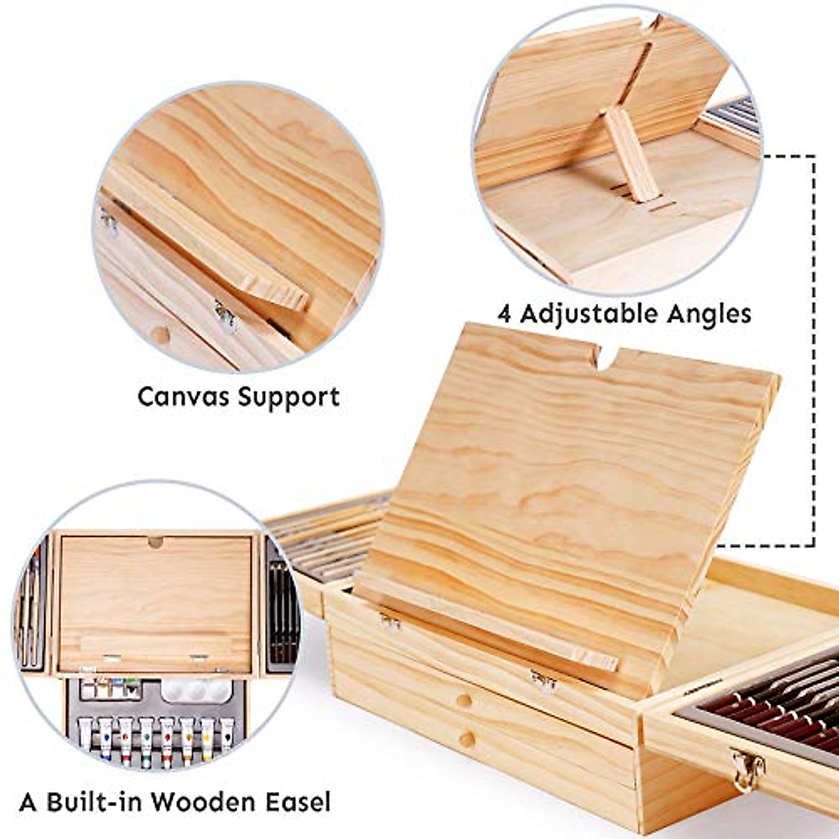 Paint Set,85 Piece Deluxe Wooden Art Set Crafts Drawing Painting Kit with Easel and 2 Drawing Pads, Creative Gift Box for Teens Adults Artist Beginners,Art Kit,Art Supplies