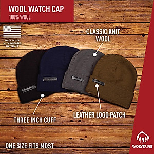 WOLVERINE Unisex Performance Beanie-Durable for Work and Outdoor Adventures (One Size Fits Most), Wool Watch-Dark Olive
