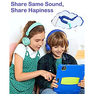 Nabevi [2 Pack Kids Headphones with Mirophone, Kids Headphones for School, 91dB Safe Volume Limited, Splitter, Kids Headphones for School, Toddler Headphones, for On-line Study, Travel, Girls, Boys