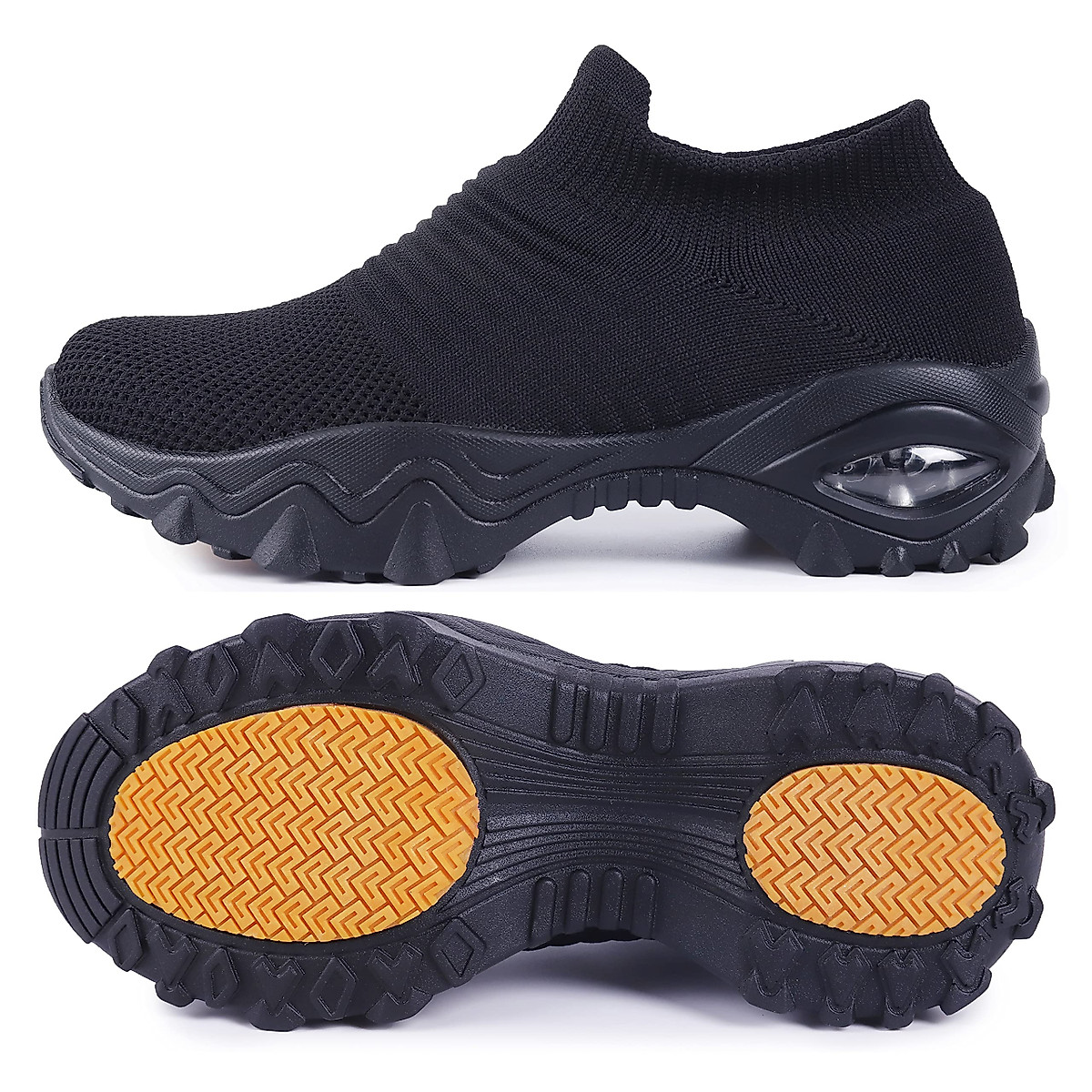 ENOSKY Slip Resistant Shoes for Women Food Service,Orthopedic Shoes for Women,Women's Walking Shoes,Slip On Shoes Women,Work Shoes Arch Support Gym Comfortable Wide Width Sock Sneakers Black