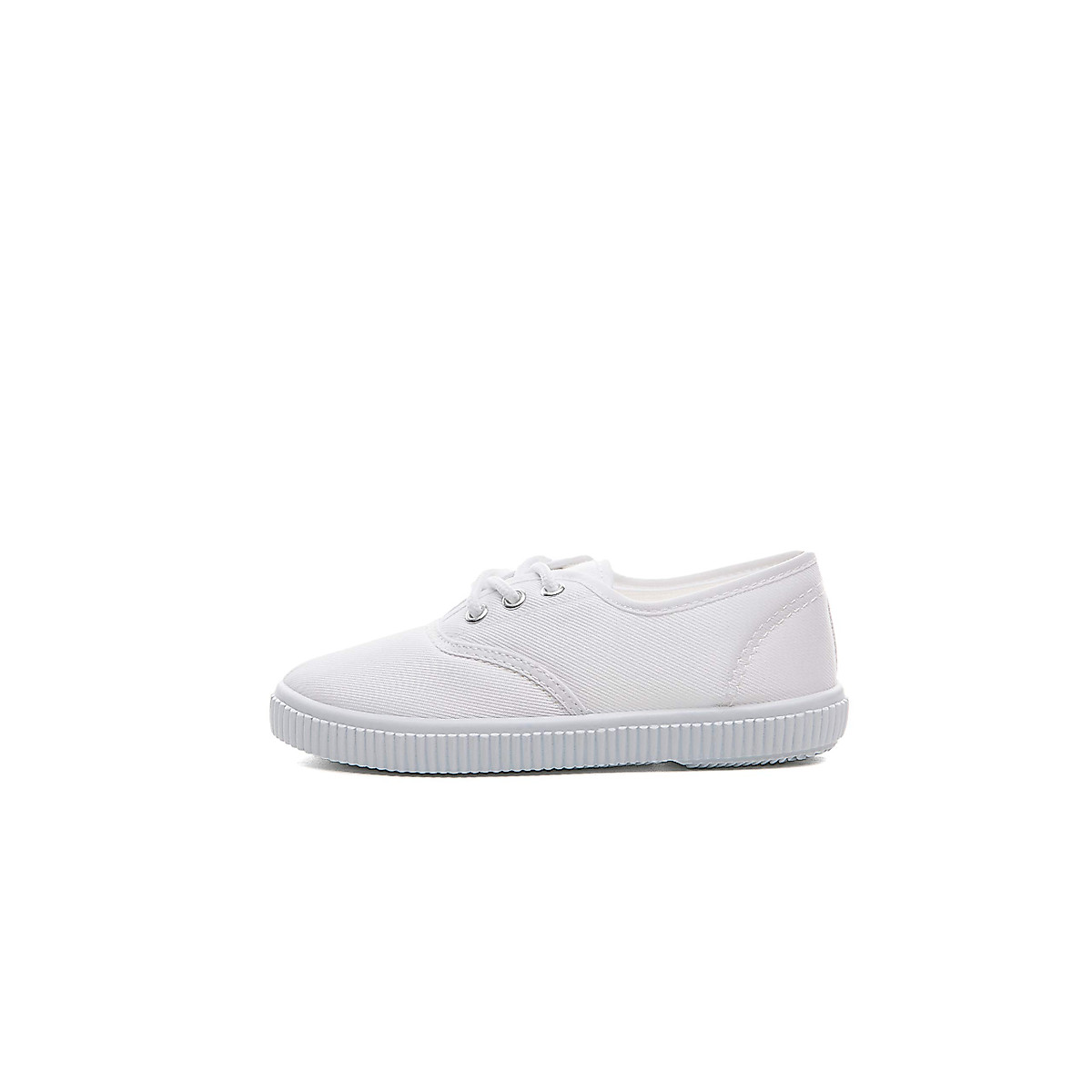 JGKDTX Boy's Girl's Lace up Sneakers Unisex White Canvas Shoes(Toddler/Little Kid) (2 M US Little Kid, White)